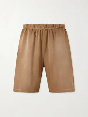 LES TIEN Straight-leg Cotton-piqué Drawstring Rider Shorts