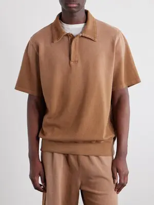 LES TIEN Banded Cotton-piqué Tennis-polo
