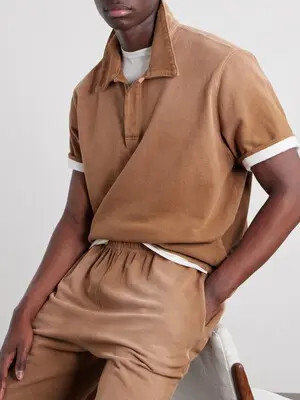 LES TIEN Banded Cotton-piqué Tennis-polo