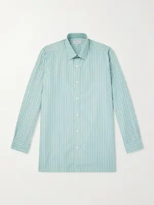 Charvet Striped Cotton-poplin Shirt - Green