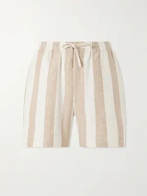 KARDO Olbia Straight-leg Striped Cotton Drawstring Shorts - Neutrals