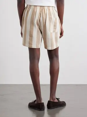 KARDO Olbia Straight-leg Striped Cotton Drawstring Shorts