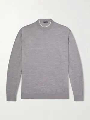 Kiton Merino Wool Crewneck Sweater - Gray