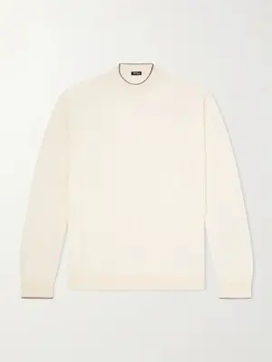 Kiton Merino Wool Crewneck Sweater - White