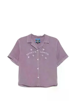 AGNES B. Dyed Collar Shirt - Purple