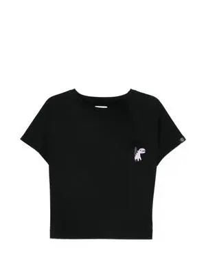 AGNES B. Dinosaur Embroidered T-shirt - Black
