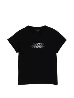 AGNES B. Logo Print Cotton T-shirt - Black