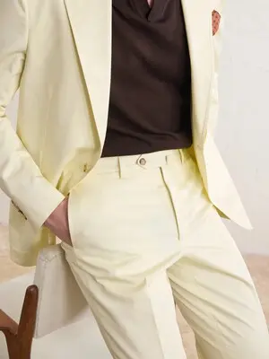 DE PETRILLO Tapered Cotton-twill Suit Trousers