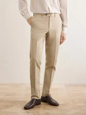DE PETRILLO Tapered Cotton-twill Suit Trousers
