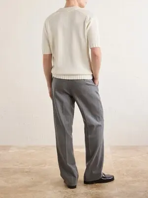 DE PETRILLO Knitted Cotton Polo Shirt - Neutrals
