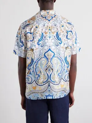 Orlebar Brown Maitan Camp-collar Printed Silk-satin Shirt