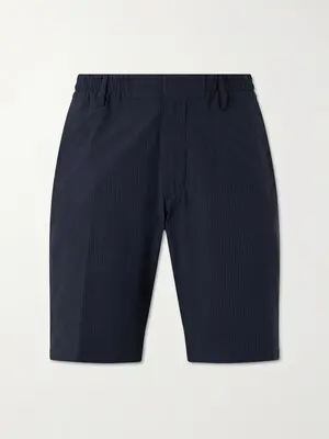 Nn07 Billie Straight-leg Striped Seersucker Shorts - Blue