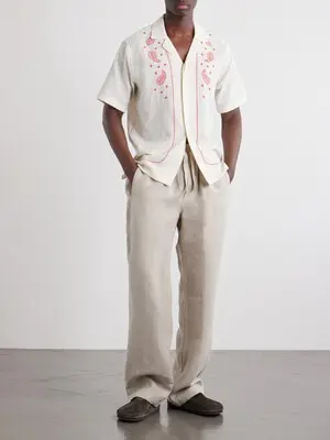 Orlebar Brown Maitan Camp-collar Embroidered Cotton Shirt