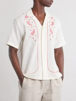 Orlebar Brown Maitan Camp-collar Embroidered Cotton Shirt