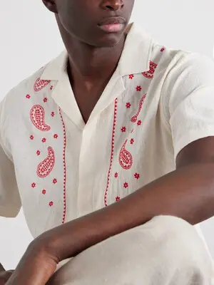 Orlebar Brown Maitan Camp-collar Embroidered Cotton Shirt