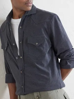 Brunello Cucinelli Honeycomb-knit Cotton Shirt