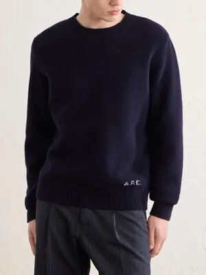 A.p.c. Wool Intarsia Logo Sweater - Blue