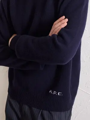 A.p.c. Wool Intarsia Logo Sweater - Blue