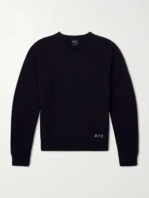 A.p.c. Edmond Logo-intarsia Wool Sweater - Blue