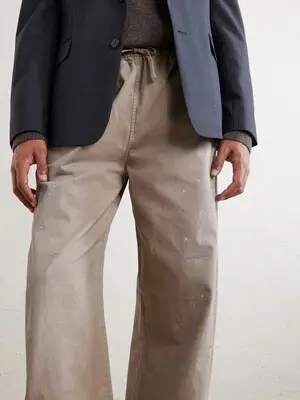 Acne Studios Wide-leg Paint-splattered Cotton-twill Trousers
