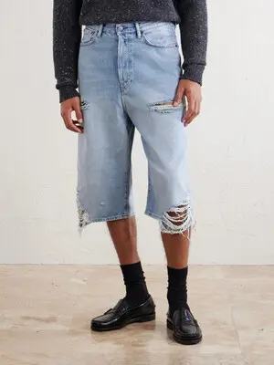 Acne Studios Wide-leg Distressed Denim Shorts