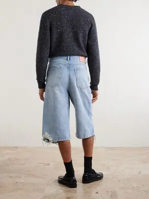Acne Studios Wide-leg Distressed Denim Shorts