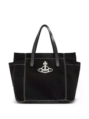 VIVIENNE WESTWOOD Henry Orb Contrast-stitch Tote Bag - Black