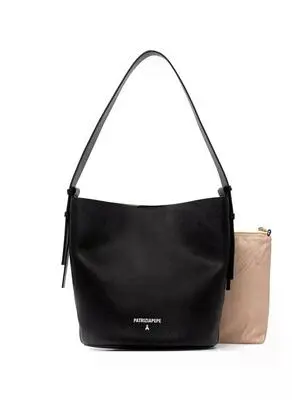Patrizia Pepe Grainy Leather Tote Bag - Black