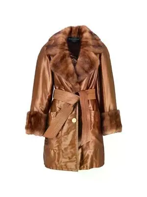 MARIO BORSATO VINTAGE Belted Fur-trim Coat