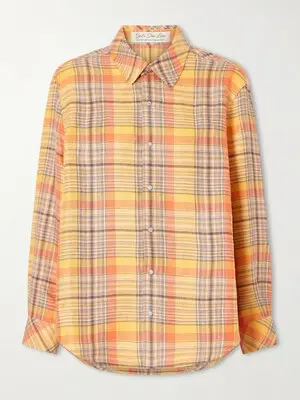 GOD’S TRUE CASHMERE God's True Cashmere Twilight Checked Linen Shirt - Orange