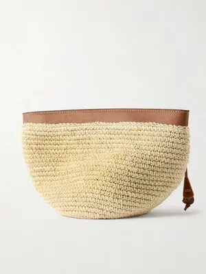 HUNTING SEASON Raffia Clutch With Leather Trim
