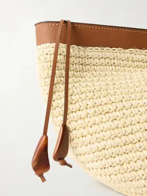 HUNTING SEASON Raffia Clutch With Leather Trim