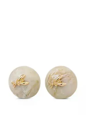 Patrizia Pepe Marbled Effect Earrings With Gold-tone Fly Motif - Neutrals