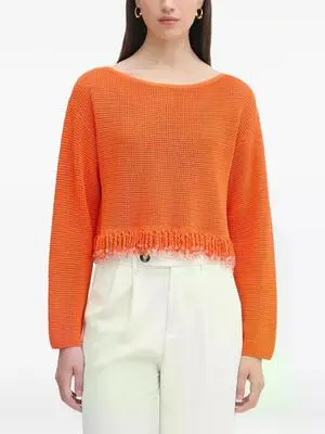 Patrizia Pepe Beaded Fringe-trim Mesh Top