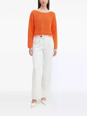 Patrizia Pepe Beaded Fringe-trim Mesh Top