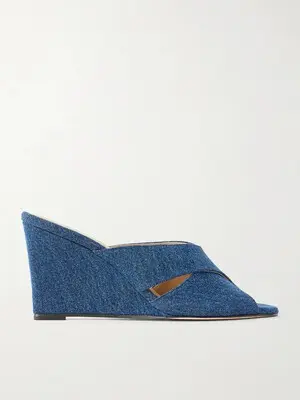 JAMIE HALLER The Rose Denim Wedge Sandals - Blue