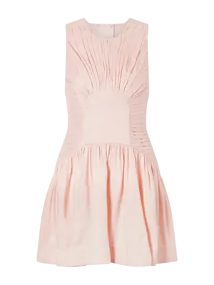 Aje Medea Gathered Linen-blend Mini Dress - Pink
