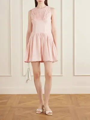Aje Medea Gathered Linen-blend Mini Dress - Pink