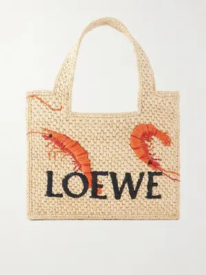 Loewe Embroidered Raffia Tote