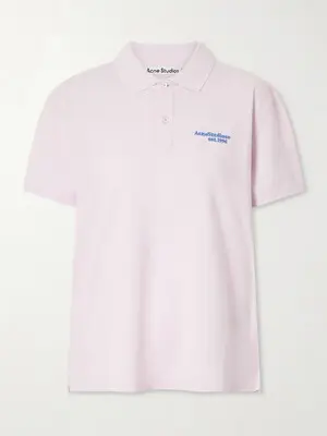 Acne Studios Embroidered Cotton-piqué Polo Shirt - Pink