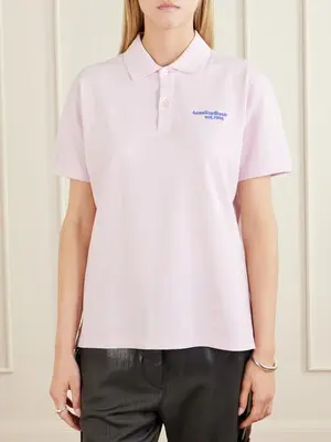 Acne Studios Embroidered Cotton-piqué Polo Shirt - Pink