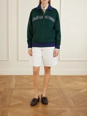 Aimé Leon Dore Logo Embroidered Cotton Half-zip Sweatshirt