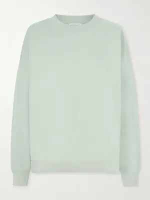 ANINE BING Miles Logo-embroidered Cotton-jersey Sweatshirt - Green