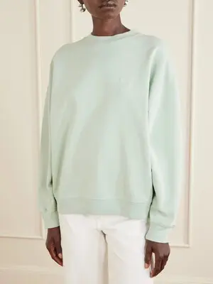 ANINE BING Miles Logo-embroidered Cotton-jersey Sweatshirt - Green