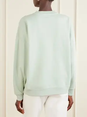 ANINE BING Miles Logo-embroidered Cotton-jersey Sweatshirt - Green