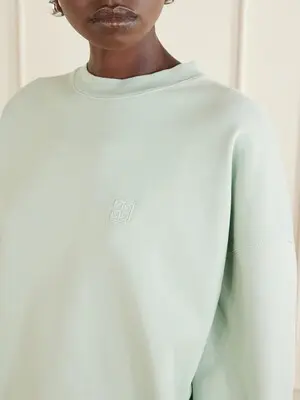 ANINE BING Miles Logo-embroidered Cotton-jersey Sweatshirt - Green