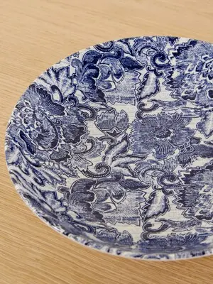 Ralph Lauren Burleigh Faded Peony Set Of Two Painted Earthenware Bowl And Plate