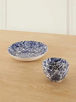 Ralph Lauren Burleigh Faded Peony Set Of Two Painted Earthenware Bowl And Plate - Multi