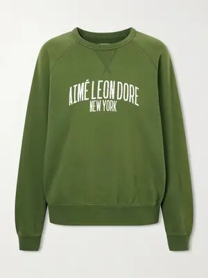 Aimé Leon Dore Logo-print Cotton-blend Jersey Sweatshirt - Green