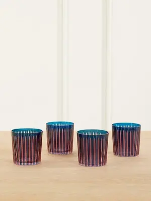 L'Objet Prism Set Of Four Glass Tumblers - Blue